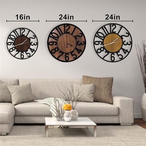 Large Rustic Living Room Clocks Farmhouse Rustic Wood Wall Clock