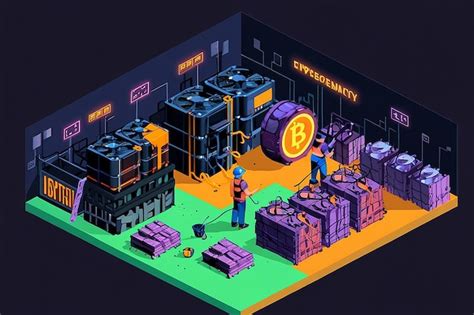 Cryptocurrency Mining Isometric Premium Ai Generated Image