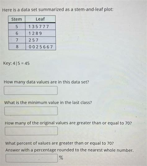 [solved] here is a data set summarized as a stem and leaf plot stem