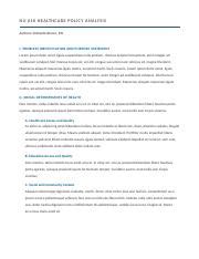 Healthcare Policy Analysis Social Determinants And Impact Course Hero