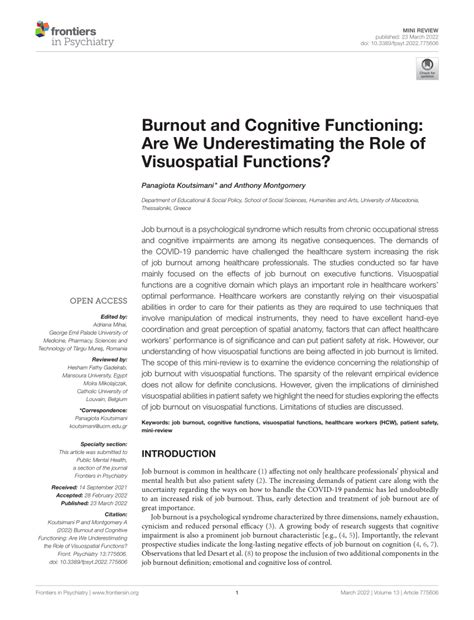 Pdf Burnout And Cognitive Functioning Are We Underestimating The