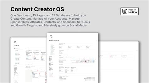 Content Creator Os For 59 By Focuswhale Business Notion Template