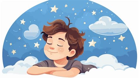 Dreaming Boy Flat Vector Isolated White Background Premium Ai
