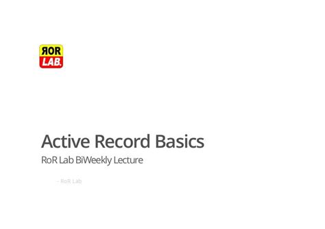 active record basics