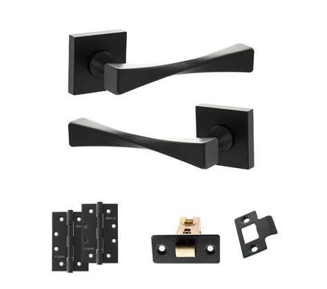 Senza Pari Guido Door Handle Latch Pack 4 Slim Knuckle Hinges X2