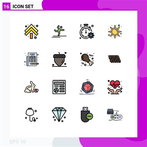 16 Creative Icons Modern Signs And Symbols Of Job Sun Business Rise Gear Editable Creative