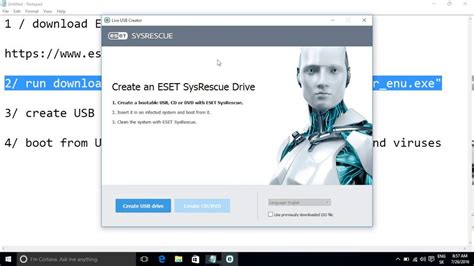 eset sysrescue step by step how create live usb stick to clean pc