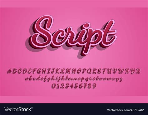 3d Script Text Effect Editable Style Royalty Free Vector
