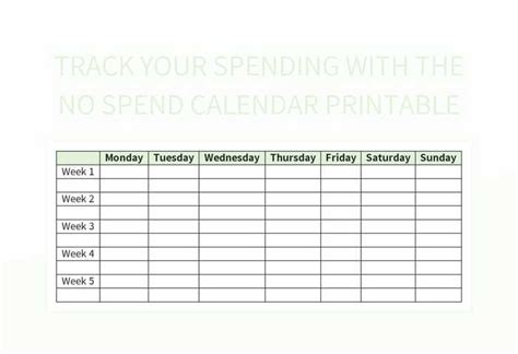 Monitor Your Expenses With The No Spend Calendar Template Excel Template Free Download Pikbest