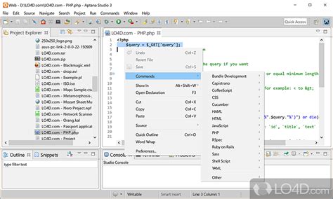 Aptana Studio Screenshots