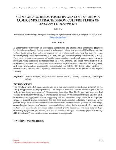 Gc Ms And Gc Olfactometry Analysis Of Aroma Compounds