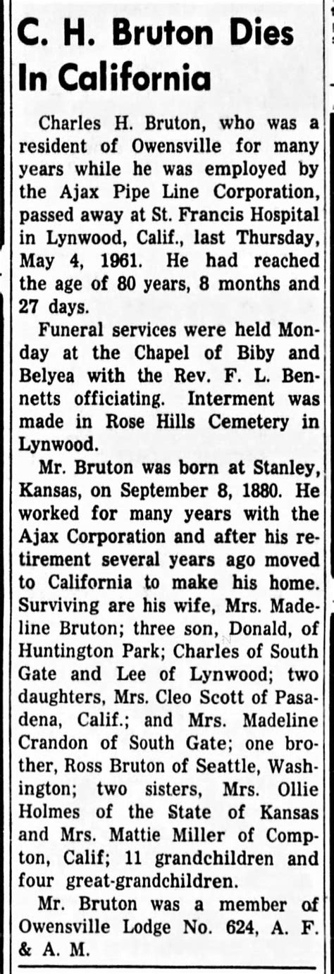 Charles Henry Bruton 1880 1961 Find A Grave Memorial