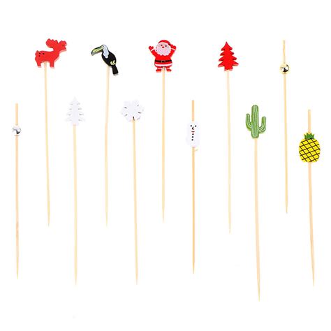 Badu Bg 50 100 бр 12 см Сърце Цвете Бамбук Избор Бюфет Кексче Плодове Вилица Парти Десерт