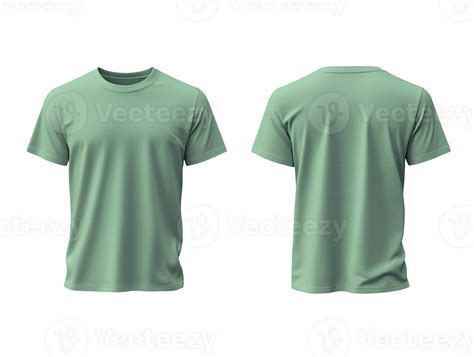 Light Green Plain T Shirt Mockup Front And Back View Isolated On