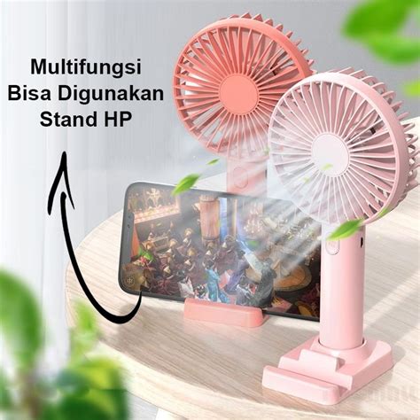 Jual Kipas Genggam Mini USB Dengan Stand Hp Dan 3 Gigi Kecepatan Kipas Angin Mini Baterai