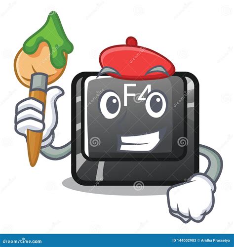 Artist F4 Button Installed On Cartoon Keyboard Stock Vector