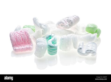 Styrofoam Packing Material Pieces Isolated On White Background Stock