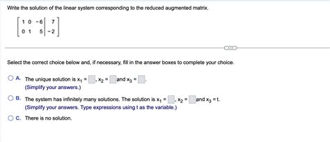 solved write the solution of ﻿the linear system