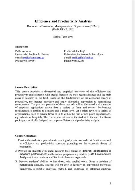 Pdf Efficiency And Productivity Analysis Dokumen Tips