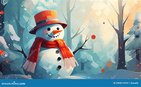 Snowman In The Style Of Bright Geometric Abstractions By Generative Ai