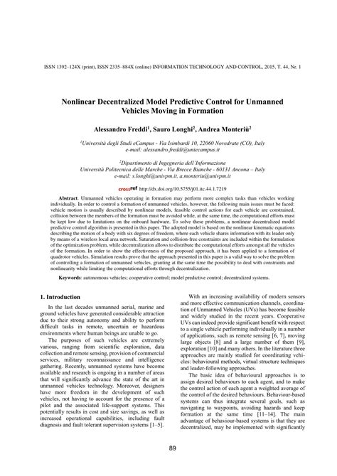 Pdf Nonlinear Decentralized Model Predictive Control For Unmanned