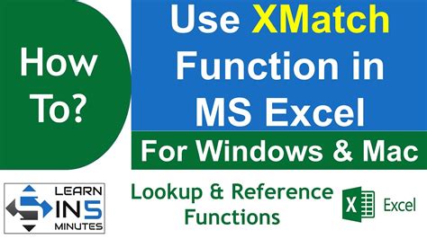 How To Use Xmatch Function In Microsoft Excel Learn In 5 Minutes Youtube