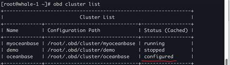 Obd Cluster List Oceanbase 社区问答 Oceanbase社区 分布式数据库