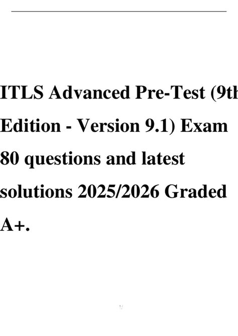 Itls Advanced Pre Test 9th Edition Version 9 1 Exam 80 Questions And Latest Solutions 2025