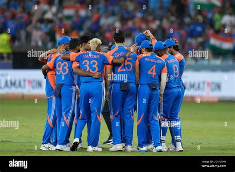 Indian Team Huddles Before The Start Of The Asia Cup Cricket Match