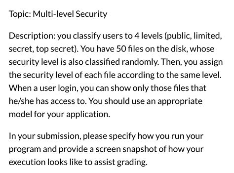 Solved Topic Multi Level Securitydescription You Classify