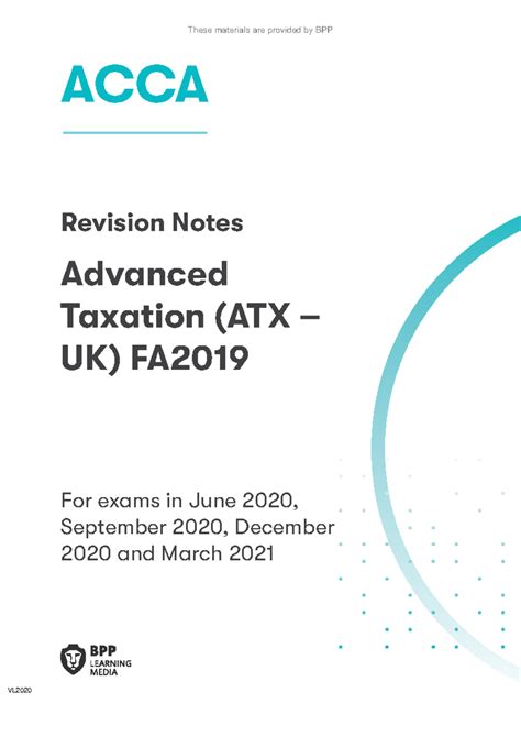 Acca Atx Uk Revision Notes For Advanced Taxation Exam Success Studocu