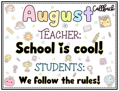 Monthly Callback Posters Classroom Decor By Pompoms And Fringe