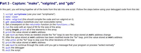Part Capture Make Valgrind And Gdb In Chegg