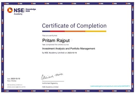Pritam Rajput On Linkedin Im Happy To Share That Ive Obtained A New Certification Investment