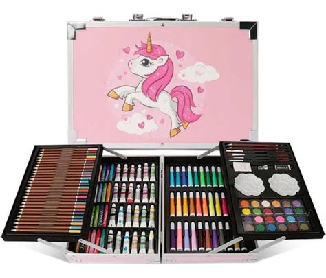 ᐉ Набор для детского творчества и рисования юный художник в алюминиевом чемодане единорог 145