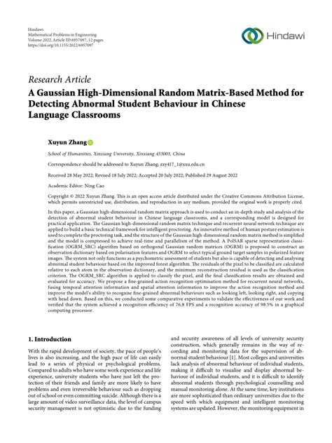 Pdf A Gaussian High Dimensional Random Matrix Based Method For
