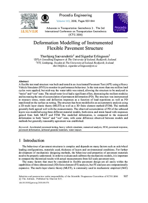 Pdf Deformation Modelling Of Instrumented Flexible Pavement Structure