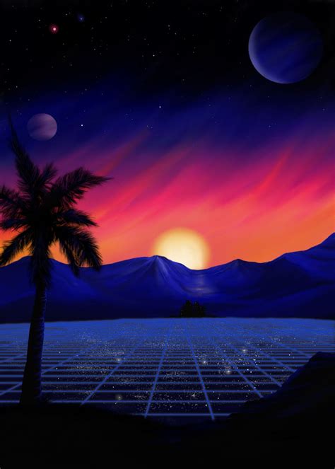 Retrowave Grid Poster By Brenna Displate