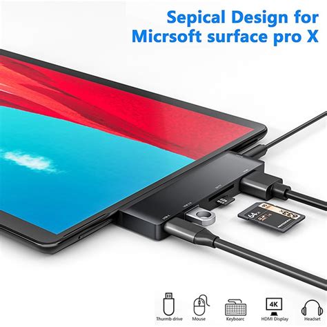 Microsoft Surface Pro X K HDMI Mm Earphones Jack USB Ports TF Card Ports Hub