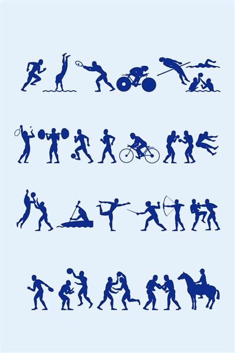 矢量各类运动人物剪影 花瓣网
