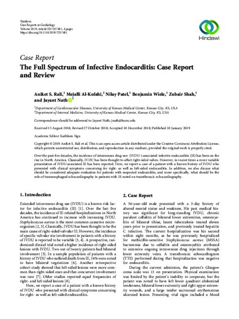Pdf The Full Spectrum Of Infective Endocarditis Case Report And Review