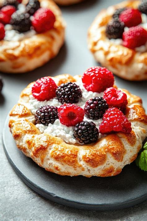 Berry Danish Pastries On Black Platter Stock Image Image Of Treats Generated 366729419