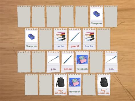 Classroom Objects Memory Game Pares Correspondentes