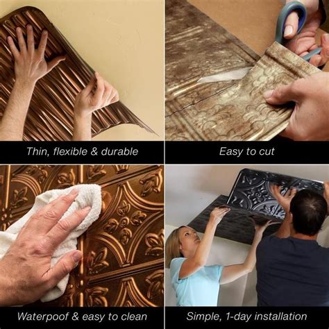 Fasade 48 In X 24 In Traditional 4 5 Pack Argent Bronze Patterned Surface Mount Ceiling Tiles