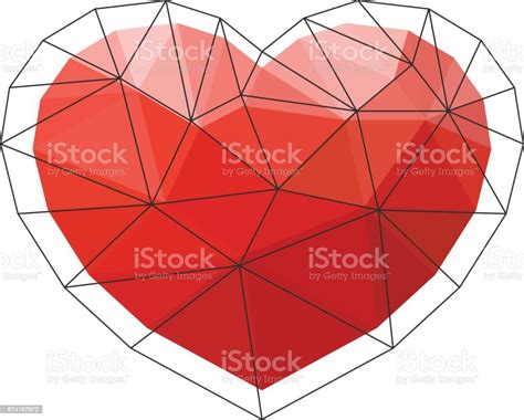 흰색 바탕에 빨간색 종이 접기 심장입니다 벡터 일러스트입니다 추상 다각형 심장입니다 사랑 기호입니다 로우 폴 리 화려한 스타일입니다 로맨틱 발렌타인 데이 대 한 배경입니다