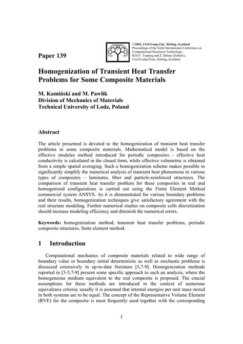 pdf homogenization of transient heat transfer problems for some