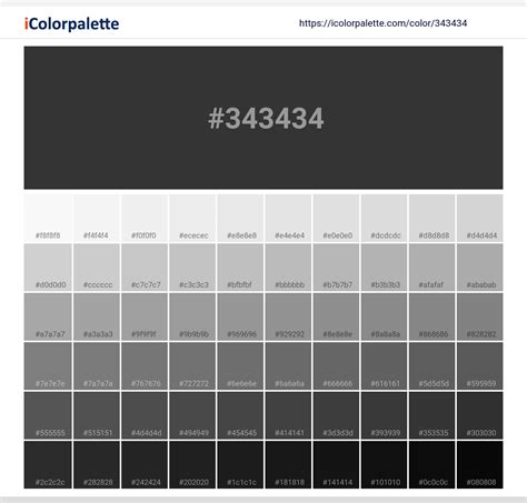 Jet Color 343434 Information Hsl Rgb Pantone