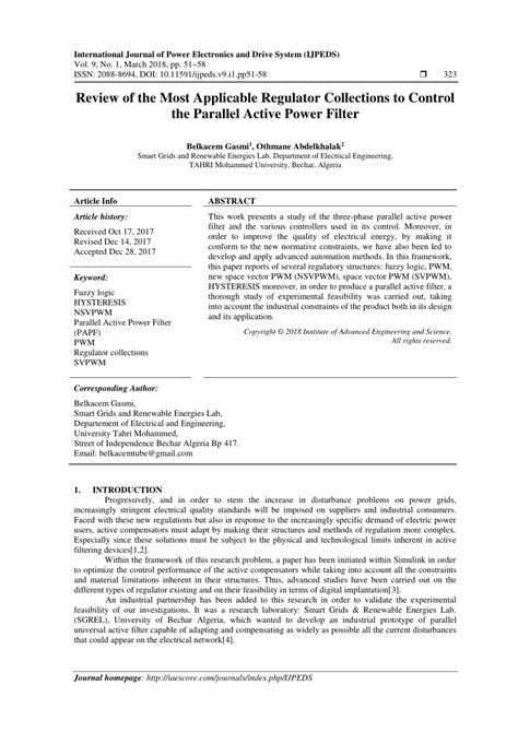 Pdf Review Of The Most Applicable Regulator Collections To Control The Parallel Active Power