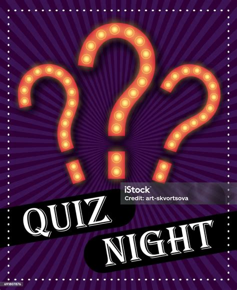퀴즈 밤 발표 포스터 디자인 웹 배너 배경 벡터 일러스트 레이 션 펍 퀴즈 펍이 나 바 나이트 클럽에서 개최 현대 출판 팀 게임입니다 질문 게임 빛나는 복고풍 빛 배너