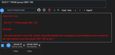 [bug] can t show table named group · issue 231 · cweijan vscode database client · github